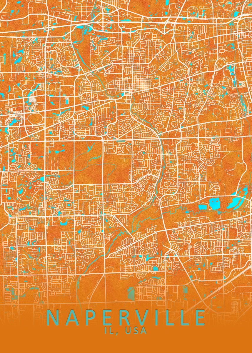 'Naperville IL USA City Map' Poster by City Map Art Prints | Displate