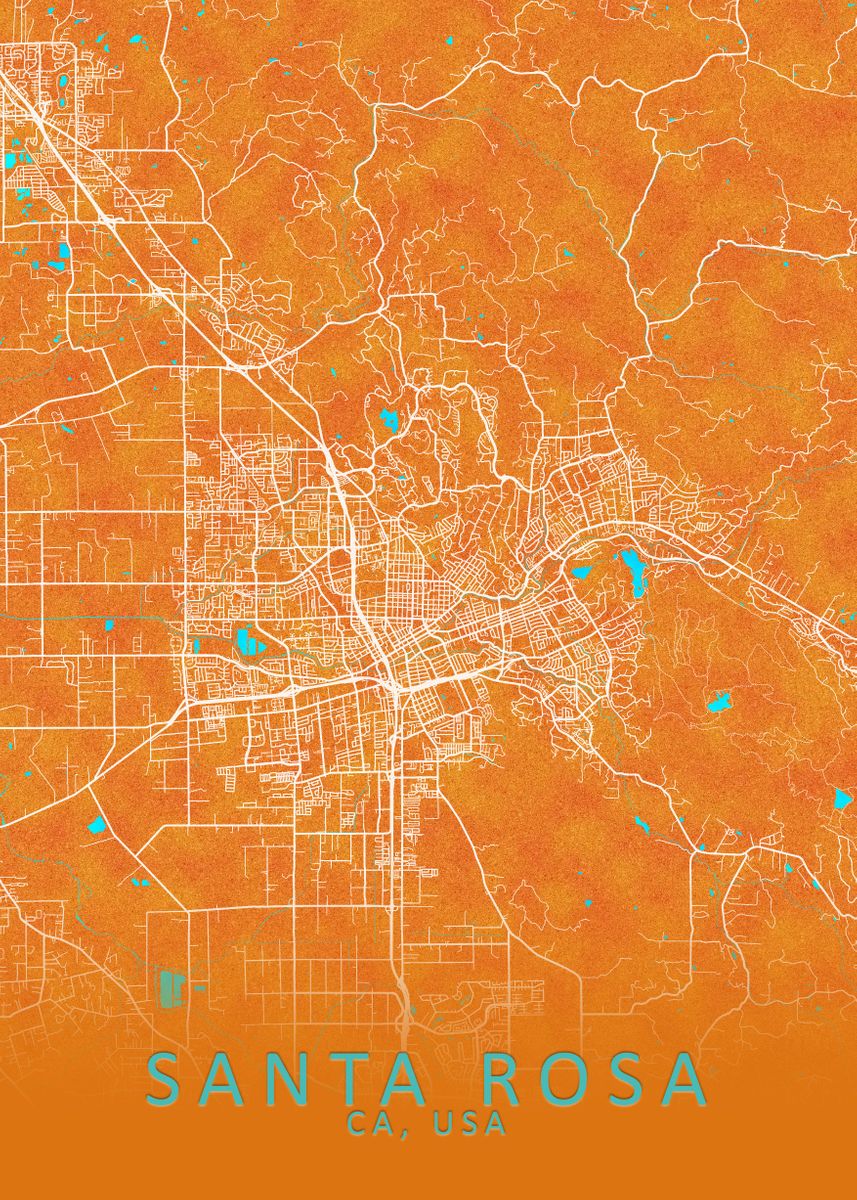 'Santa Rosa CA USA City Map' Poster by City Map Art Prints | Displate