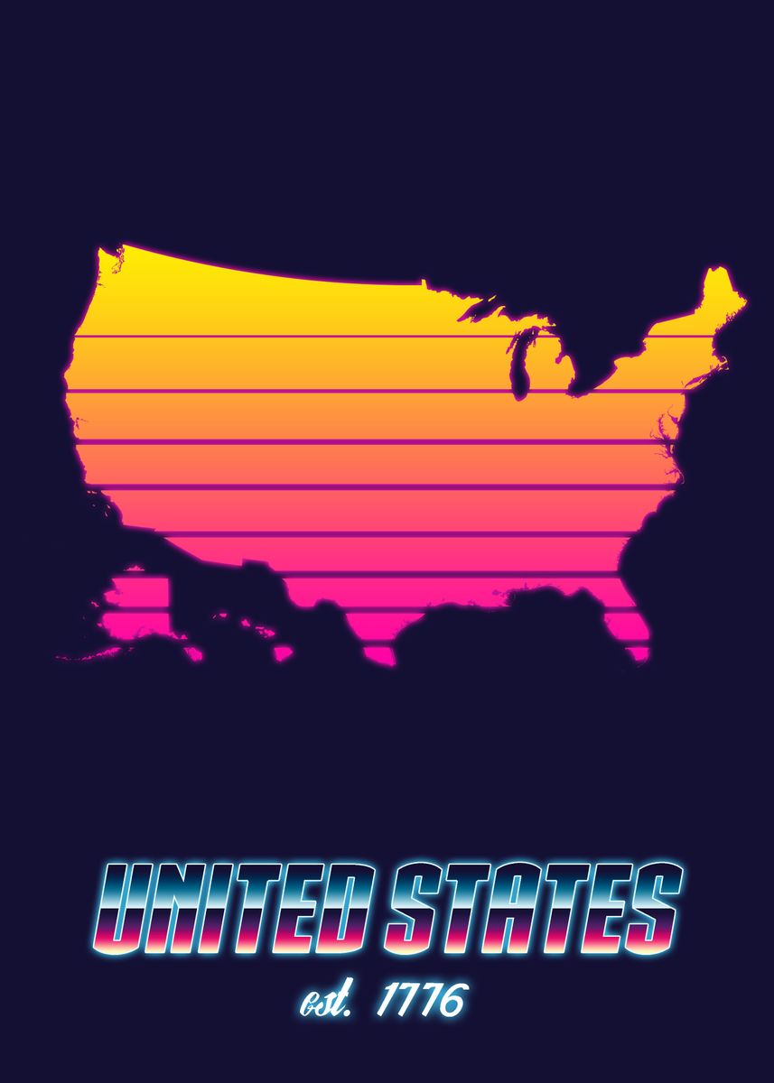 'Retro US' Poster, picture, metal print, paint by Eternal Art | Displate