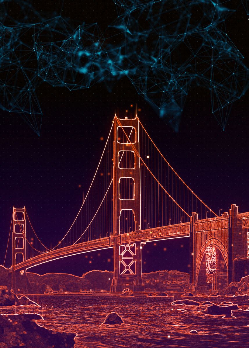 'Golden Gate Bridge artwork' Poster, picture, metal print, paint by Tim ...