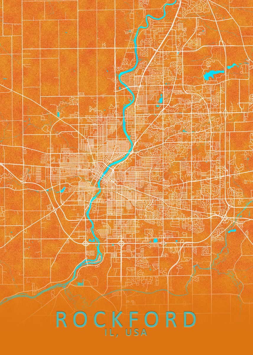 'Rockford IL USA City Map ' Poster by City Map Art Prints | Displate