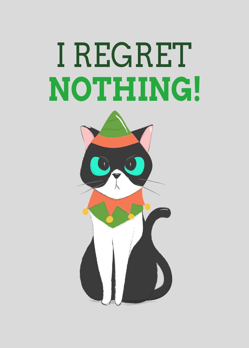 'Angry Cat I regret Nothing' Poster, picture, metal print, paint by Max ...