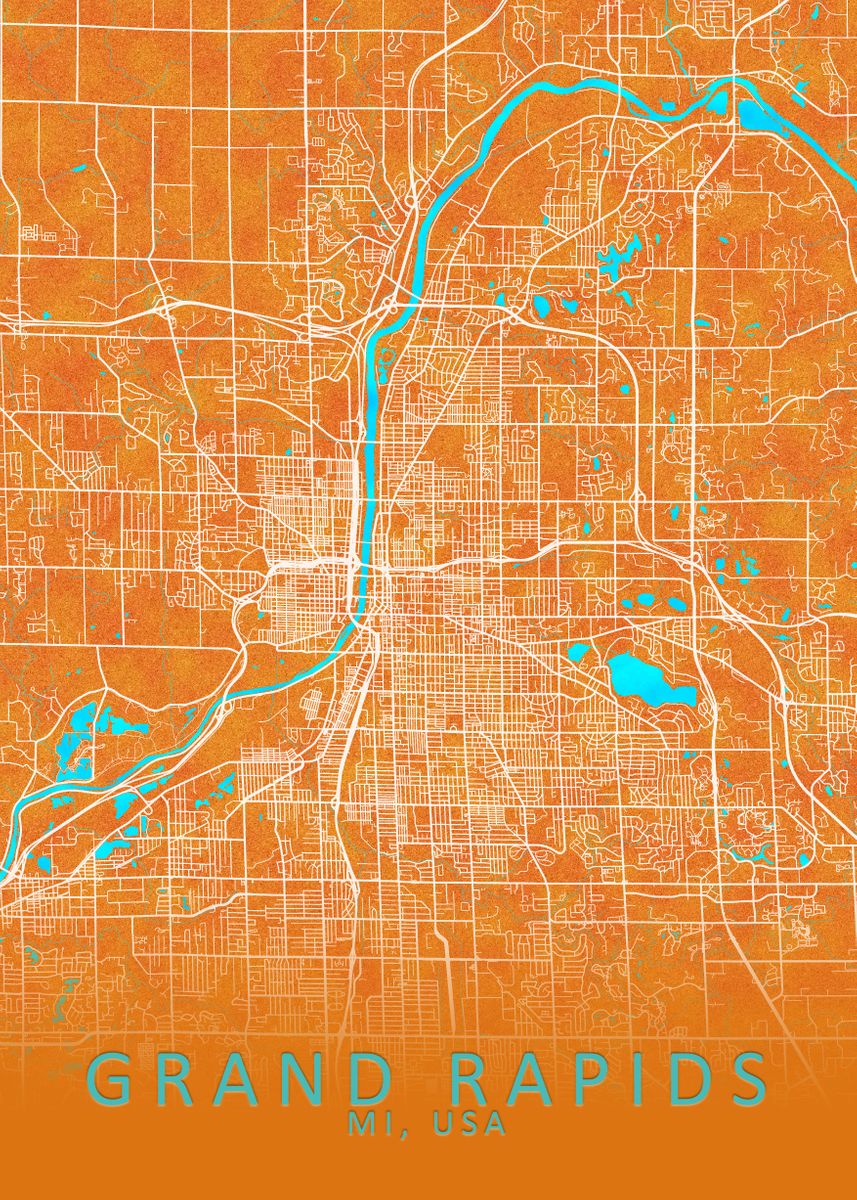 'Grand Rapids MI USA Map' Poster by City Map Art Prints | Displate