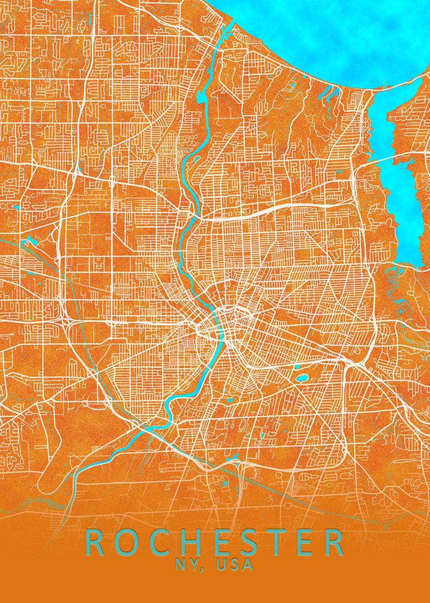 'Rochester NY USA City Map ' Poster, picture, metal print, paint by ...