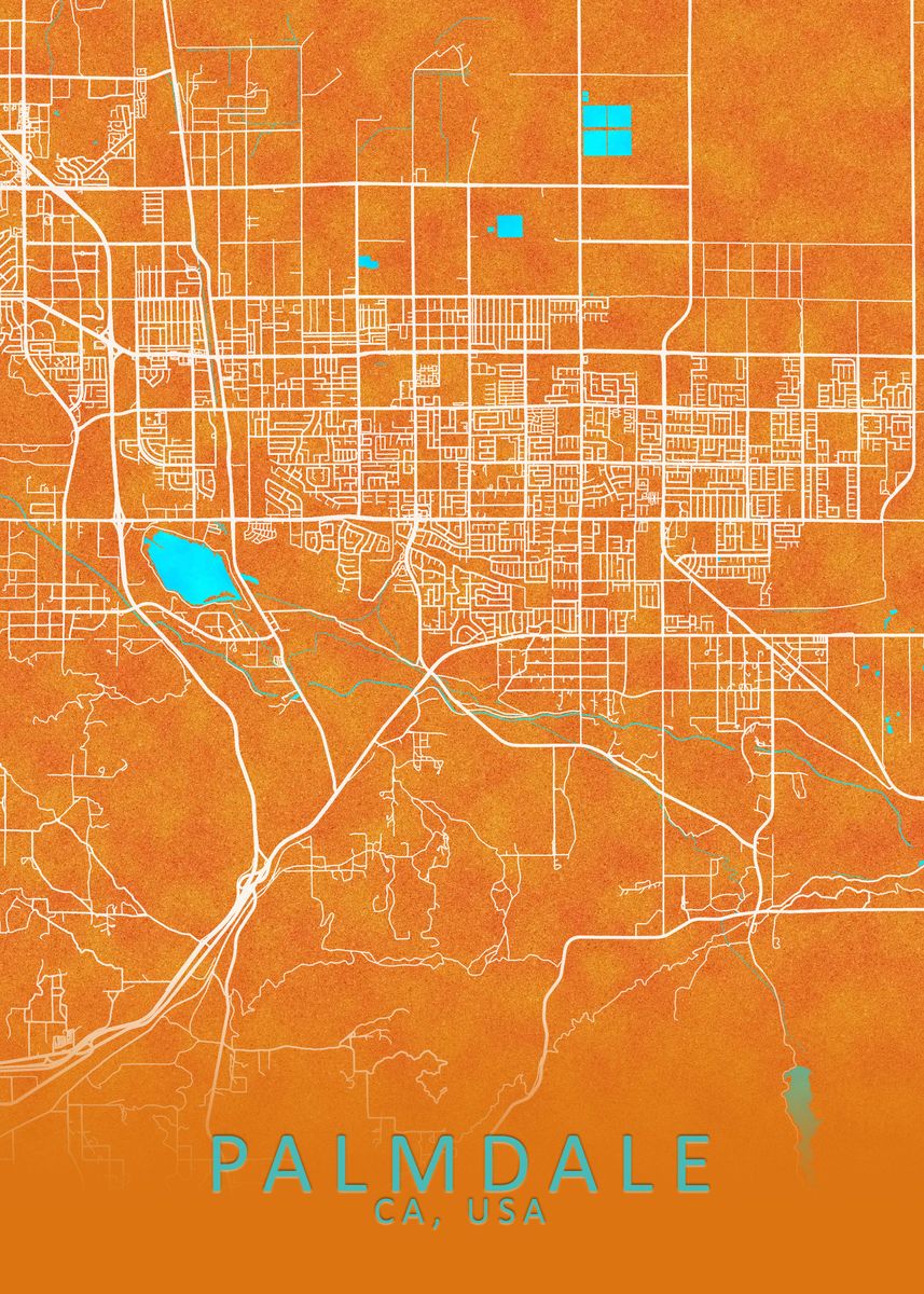 'Palmdale CA USA City Map' Poster by City Map Art Prints | Displate