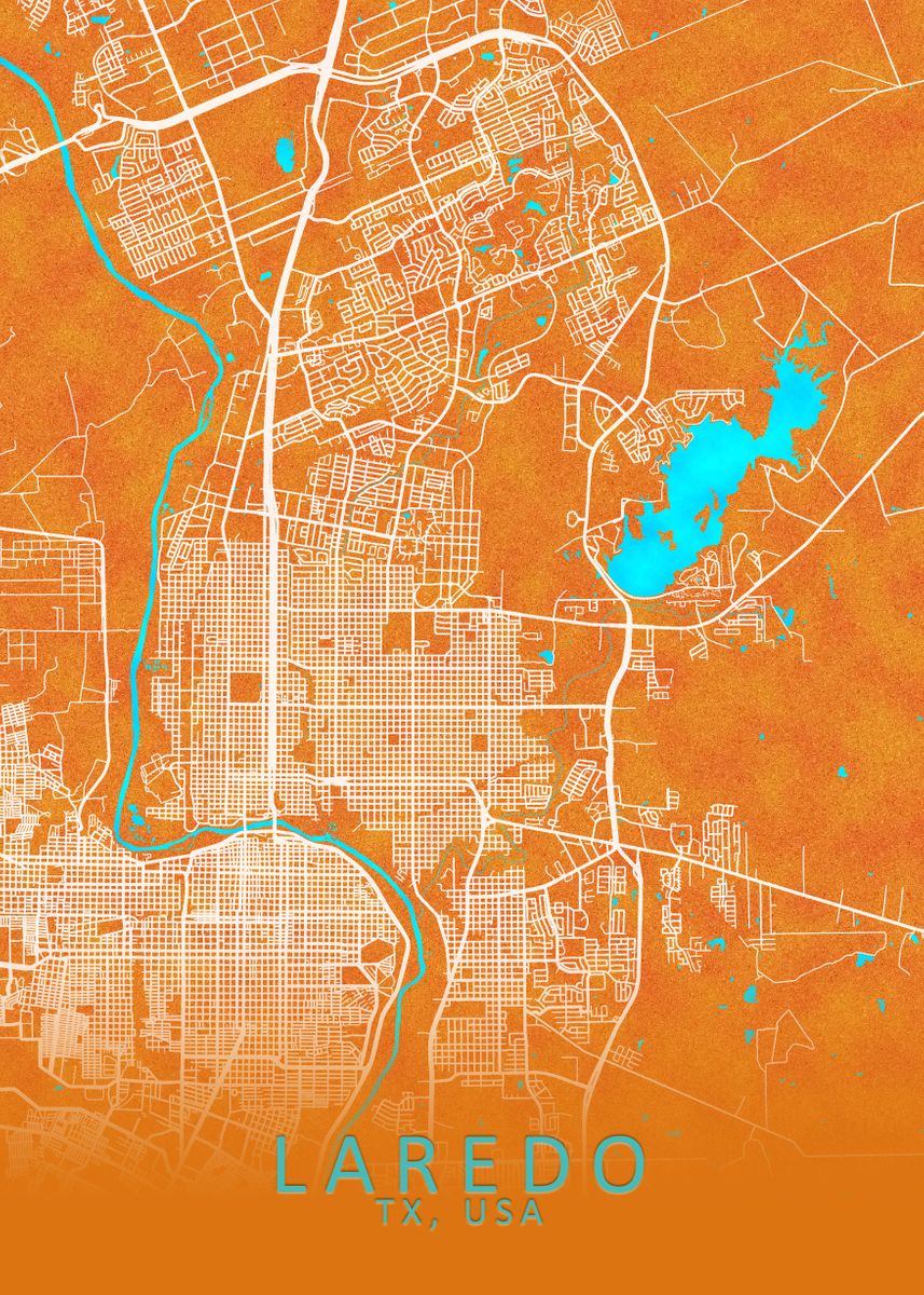 'Laredo TX USA City Map ' Poster by City Map Art Prints | Displate