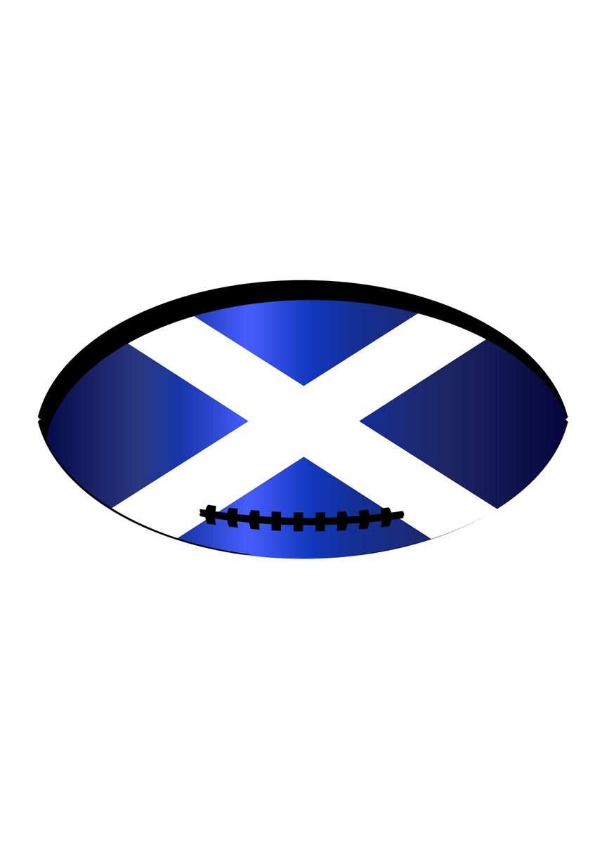 'Scottish Flag Rugby Ball' Poster, picture, metal print, paint by ...