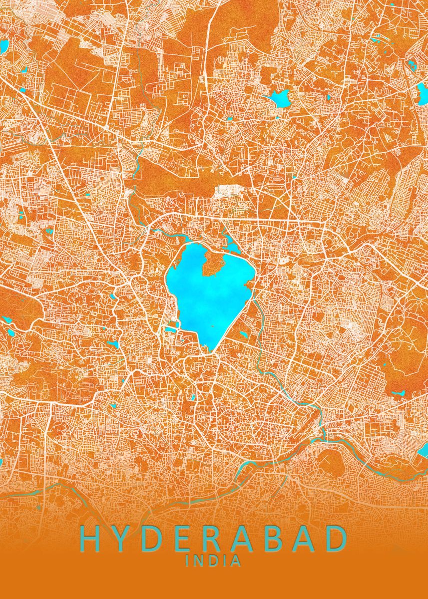 'Hyderabad India City Map ' Poster, picture, metal print, paint by City ...