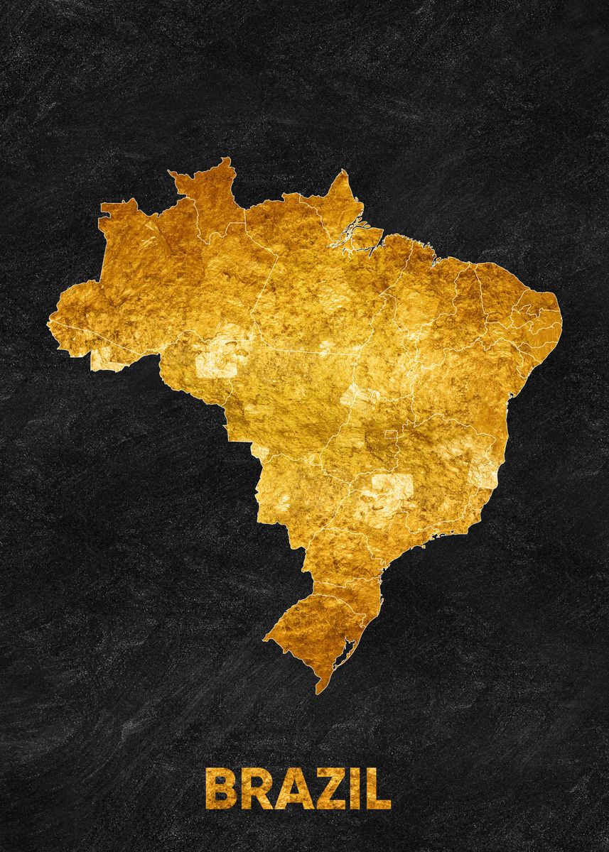 'brazil map' Poster, picture, metal print, paint by SplashDesign | Displate