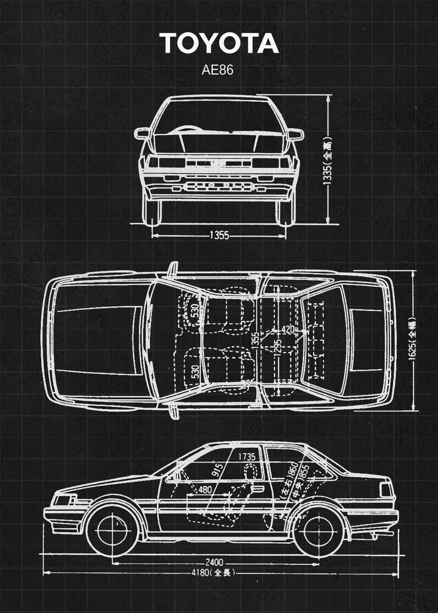 'TOYOTA AE86' Poster, picture, metal print, paint by DAVID CARL PLATES ...