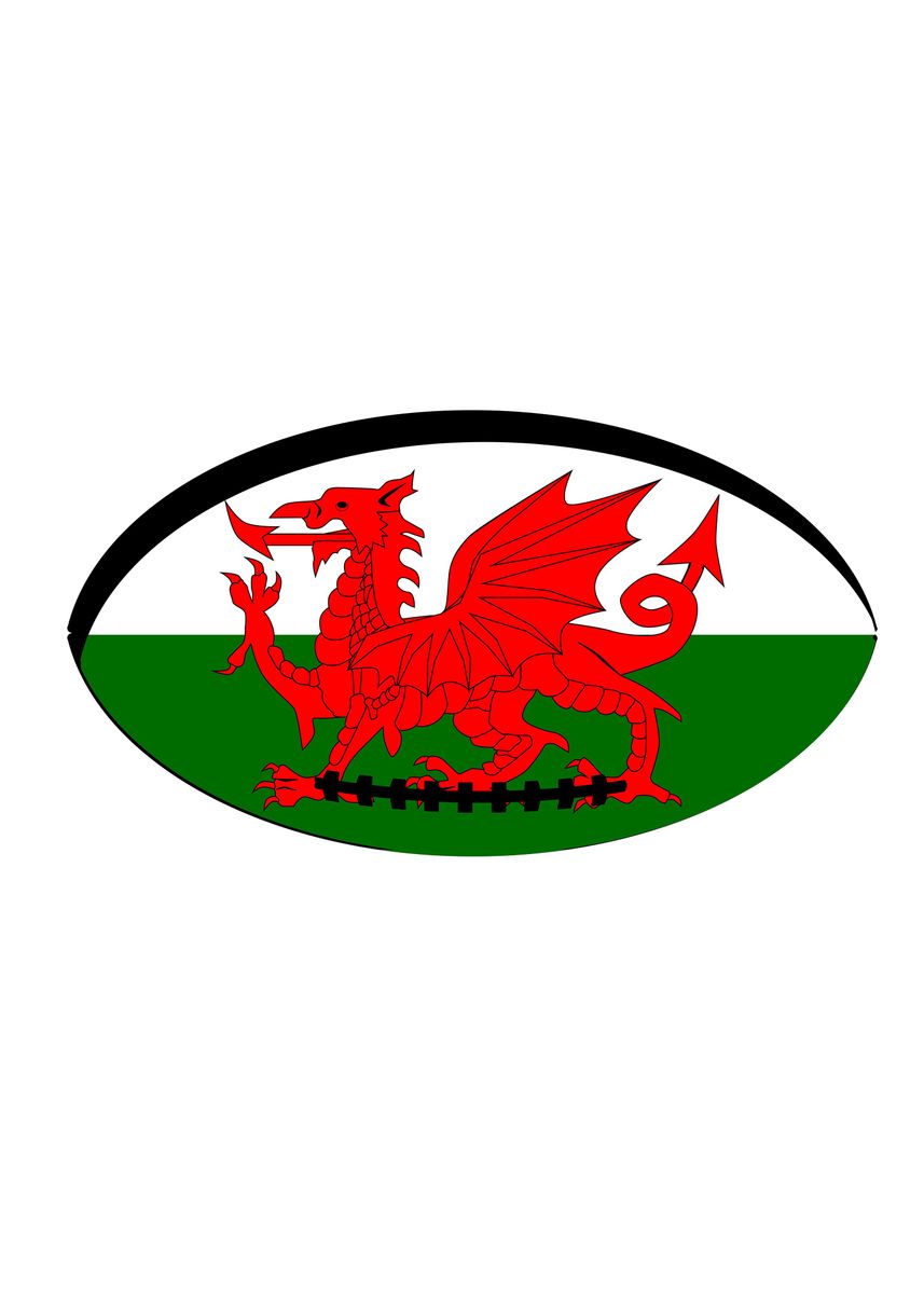 'Welsh Flag Rugby Ball' Poster, picture, metal print, paint by ...