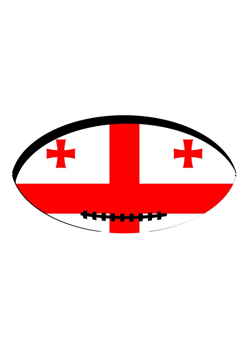 'Georgia Flag Rugby Ball' Poster, picture, metal print, paint by ...