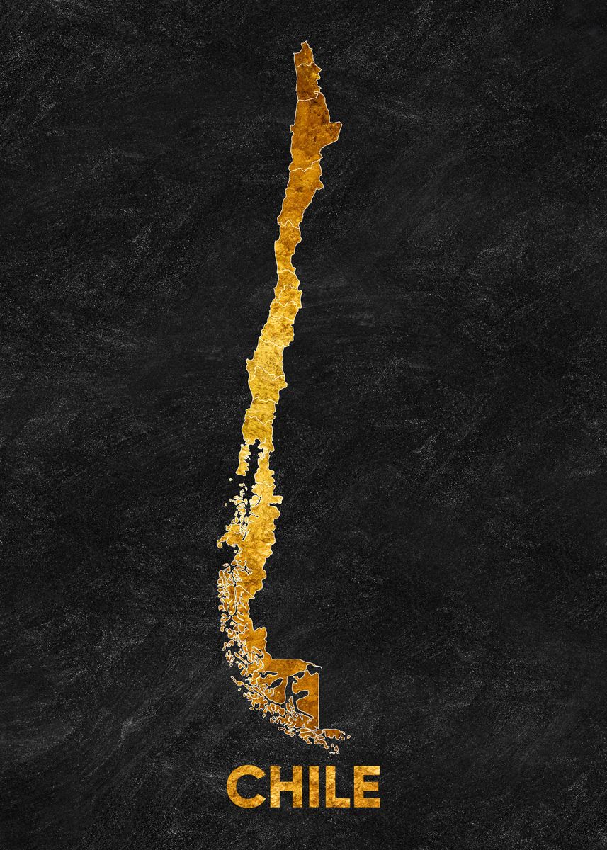 'chile map' Poster, picture, metal print, paint by SplashDesign | Displate