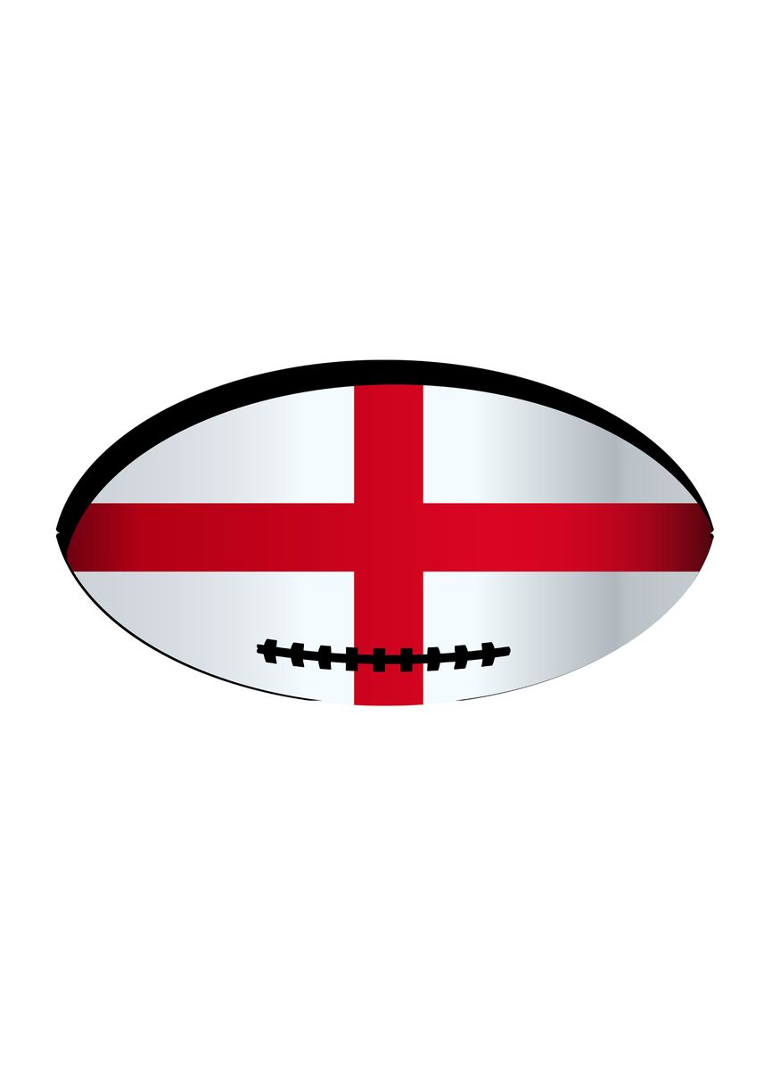 'England Flag Rugby Ball' Poster, picture, metal print, paint by ...