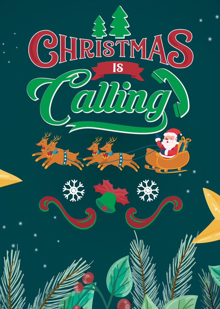 'Christmas is Calling' Poster, picture, metal print, paint by Haruka ...