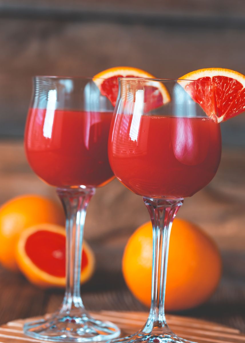 'Glasses of Mimosa cocktail' Poster by Oleksandr Prokopenko | Displate