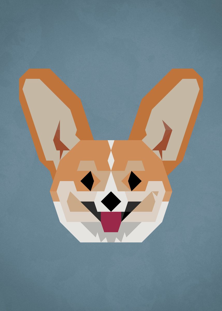 'Corgi Face' Poster, picture, metal print, paint by wagnerps | Displate