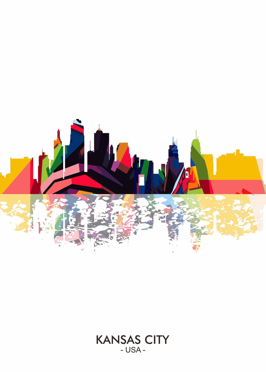 'Skyline Kansas city' Poster, picture, metal print, paint by Ziartz ...