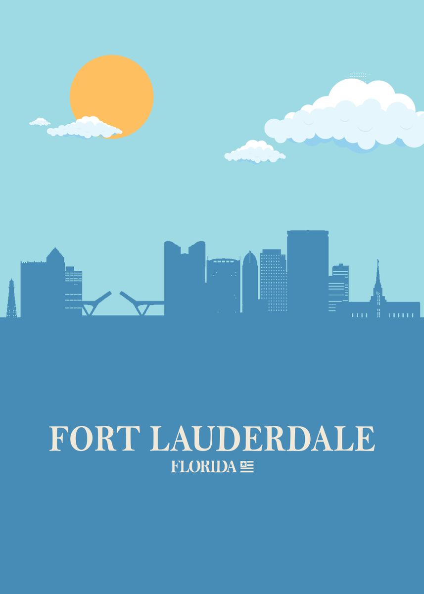 'fort lauderdale Skyline' Poster, picture, metal print, paint by Ahmad ...