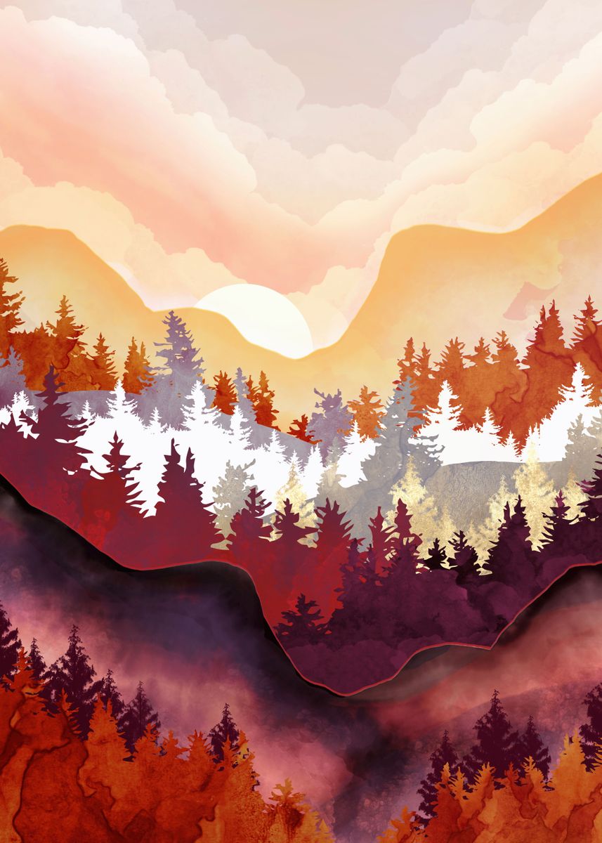 'Amber Forest' Poster, picture, metal print, paint by SpaceFrog Designs ...