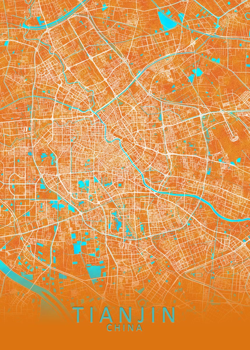 'Tianjin China City Map' Poster by City Map Art Prints | Displate