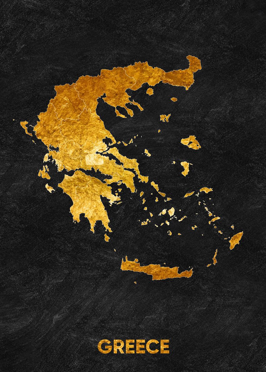 'greece map' Poster, picture, metal print, paint by SplashDesign | Displate