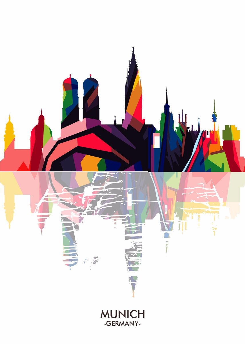 'Munich Skyline CIty' Poster, picture, metal print, paint by Ziartz ...