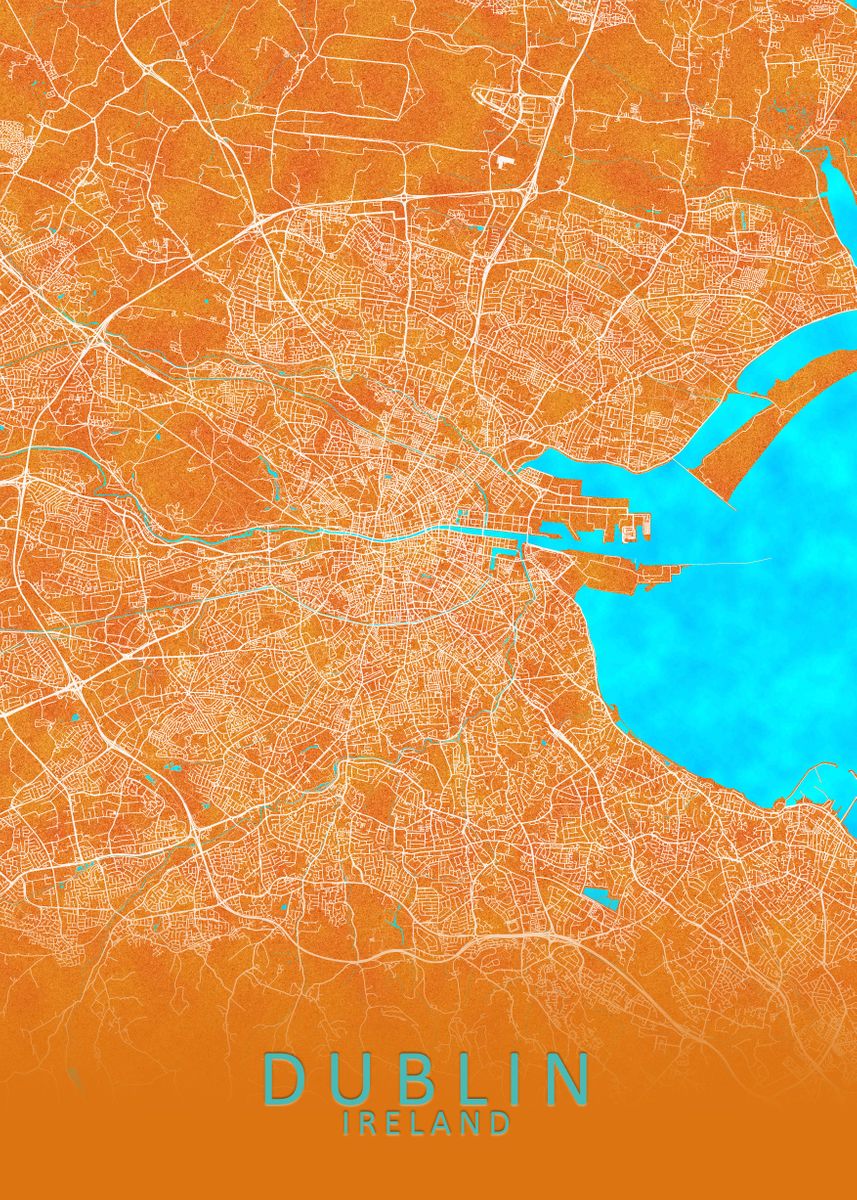 'Dublin Ireland City Map' Poster, picture, metal print, paint by City ...