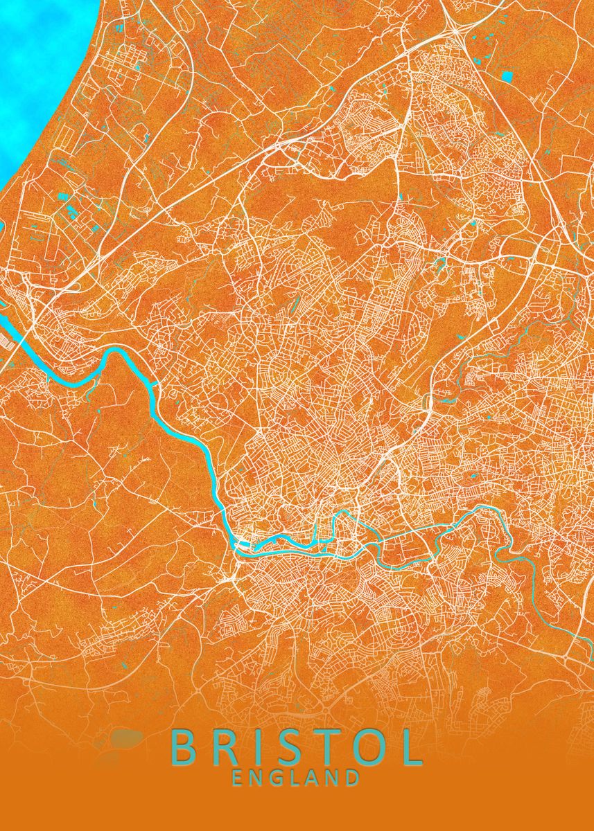 'Bristol England City Map ' Poster, picture, metal print, paint by City ...