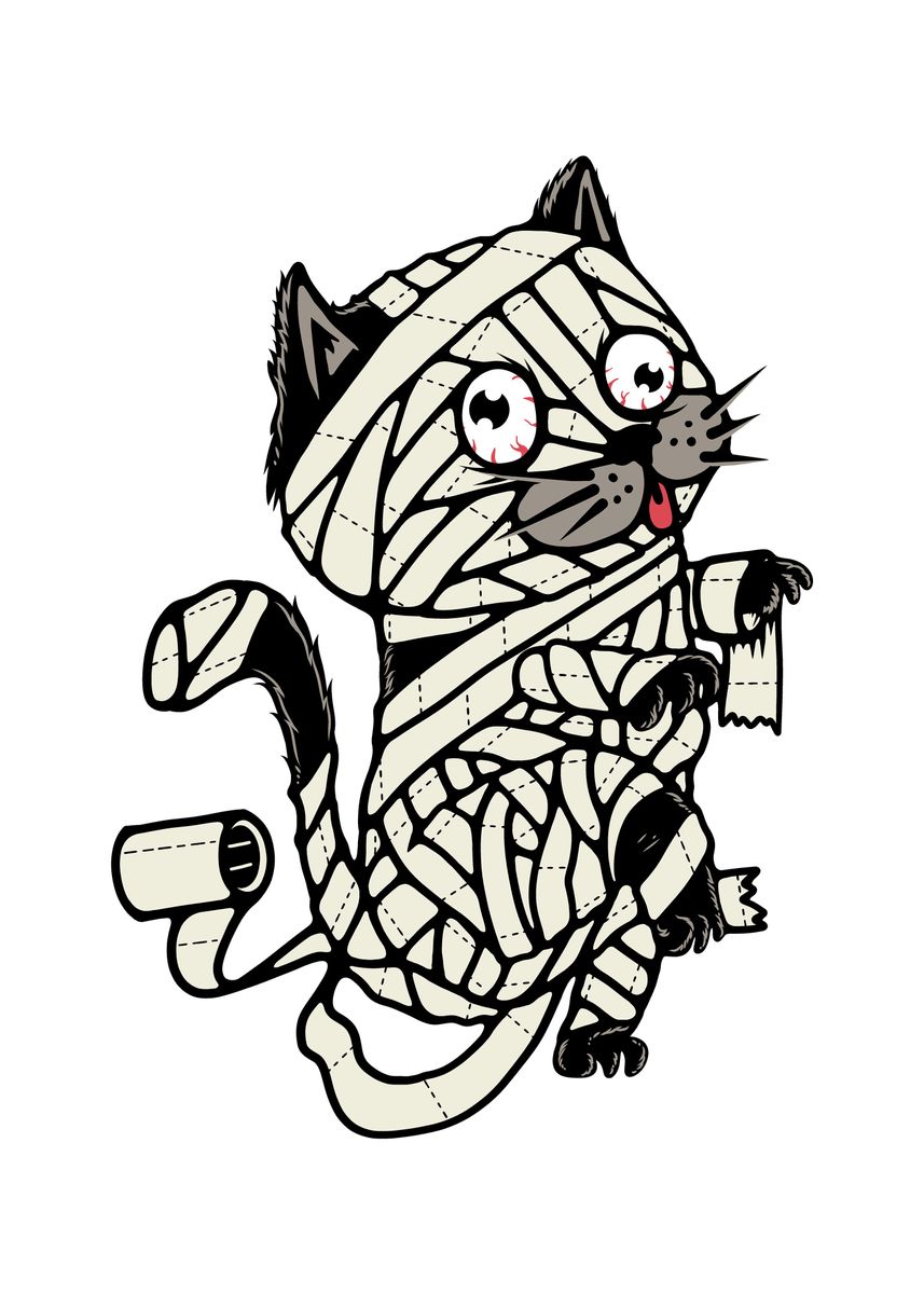 'Mummy Cat' Poster, picture, metal print, paint by Quilimo Studio ...