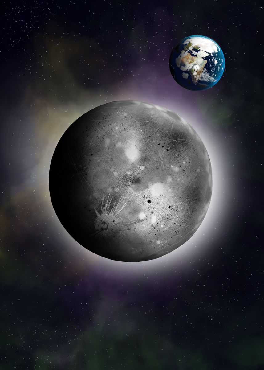 'Moon and Earth' Poster, picture, metal print, paint by ...