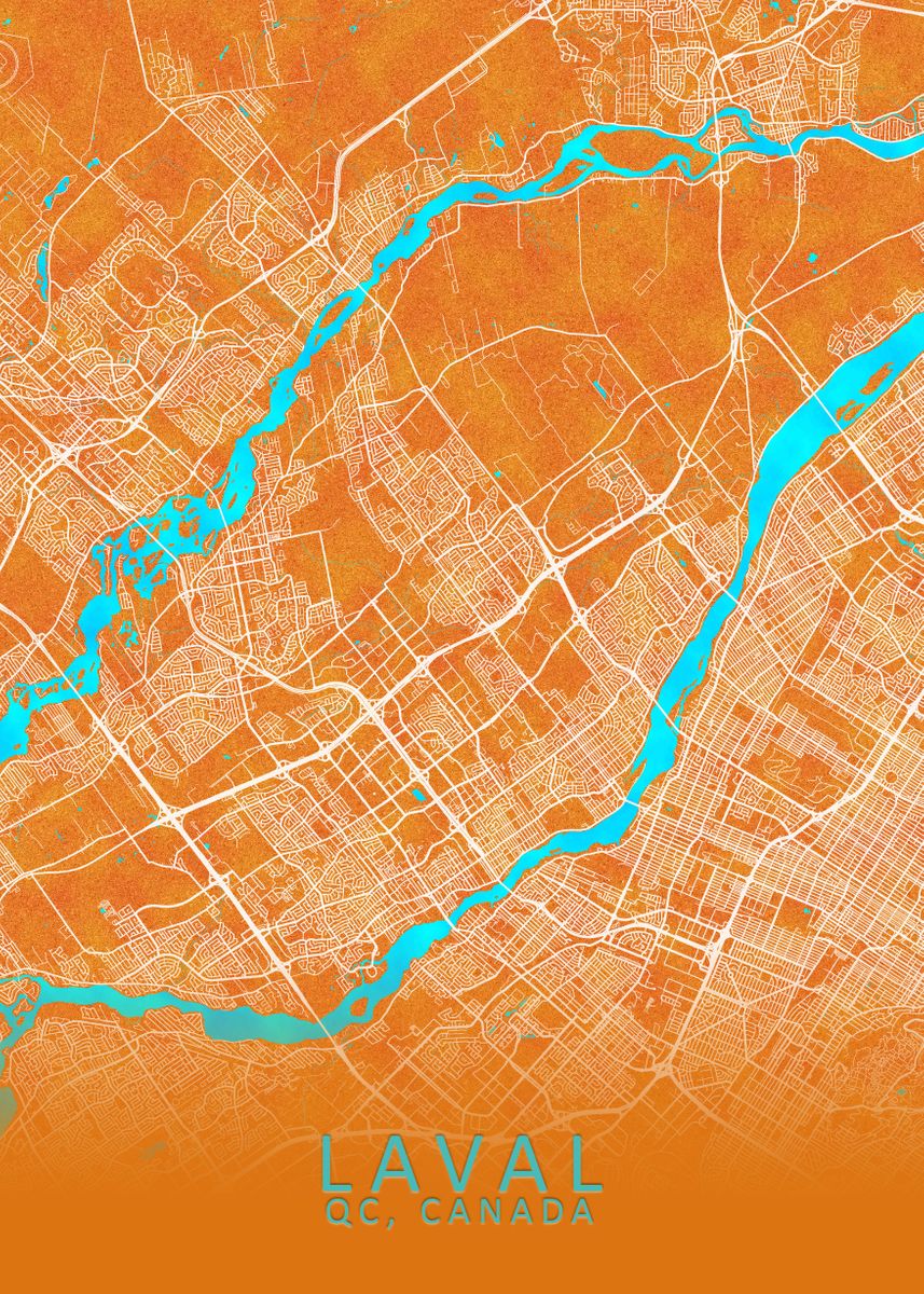 'Laval QC Canada City Map' Poster, picture, metal print, paint by City ...
