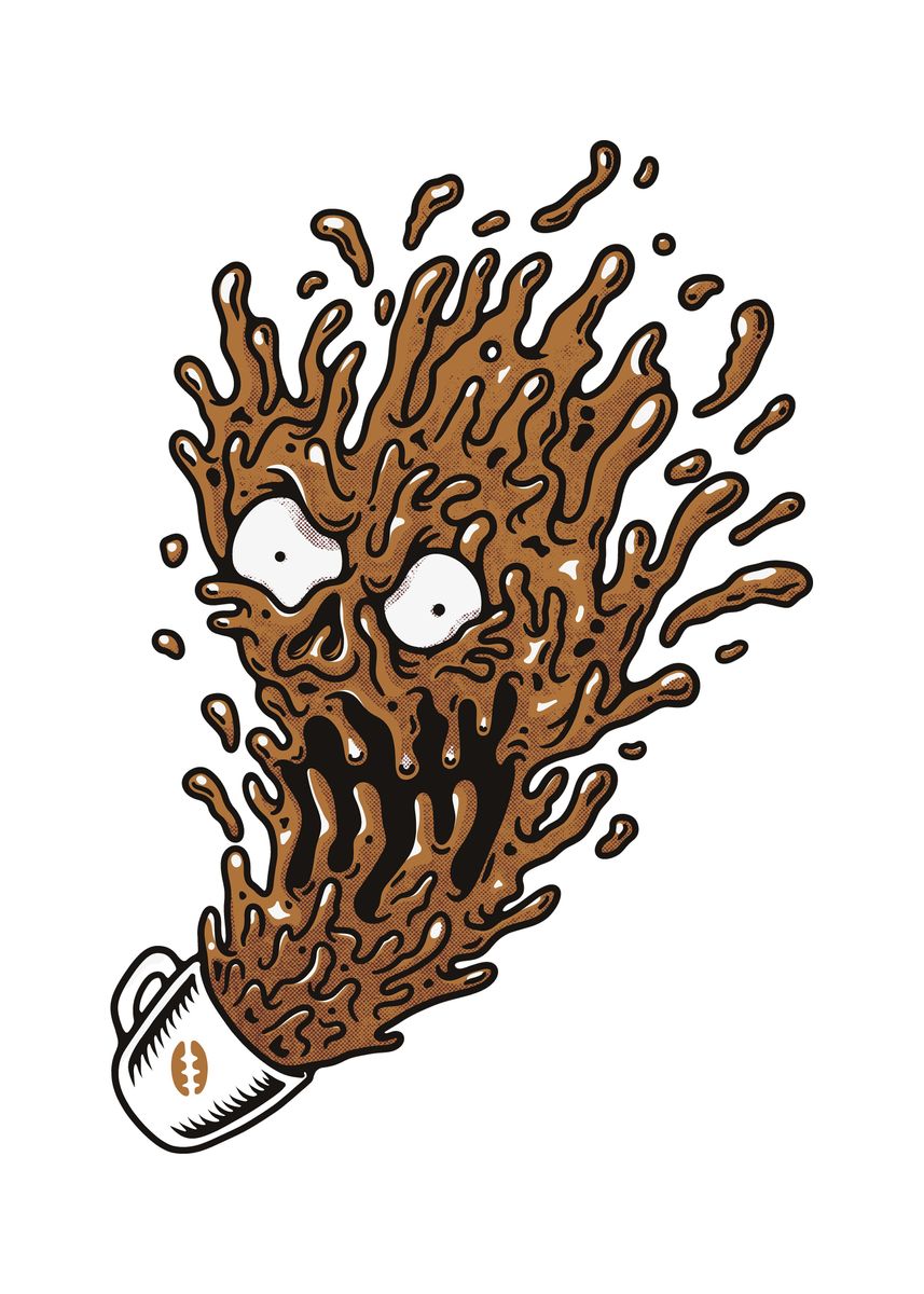 'Coffee Monster' Poster, picture, metal print, paint by Quilimo Studio ...
