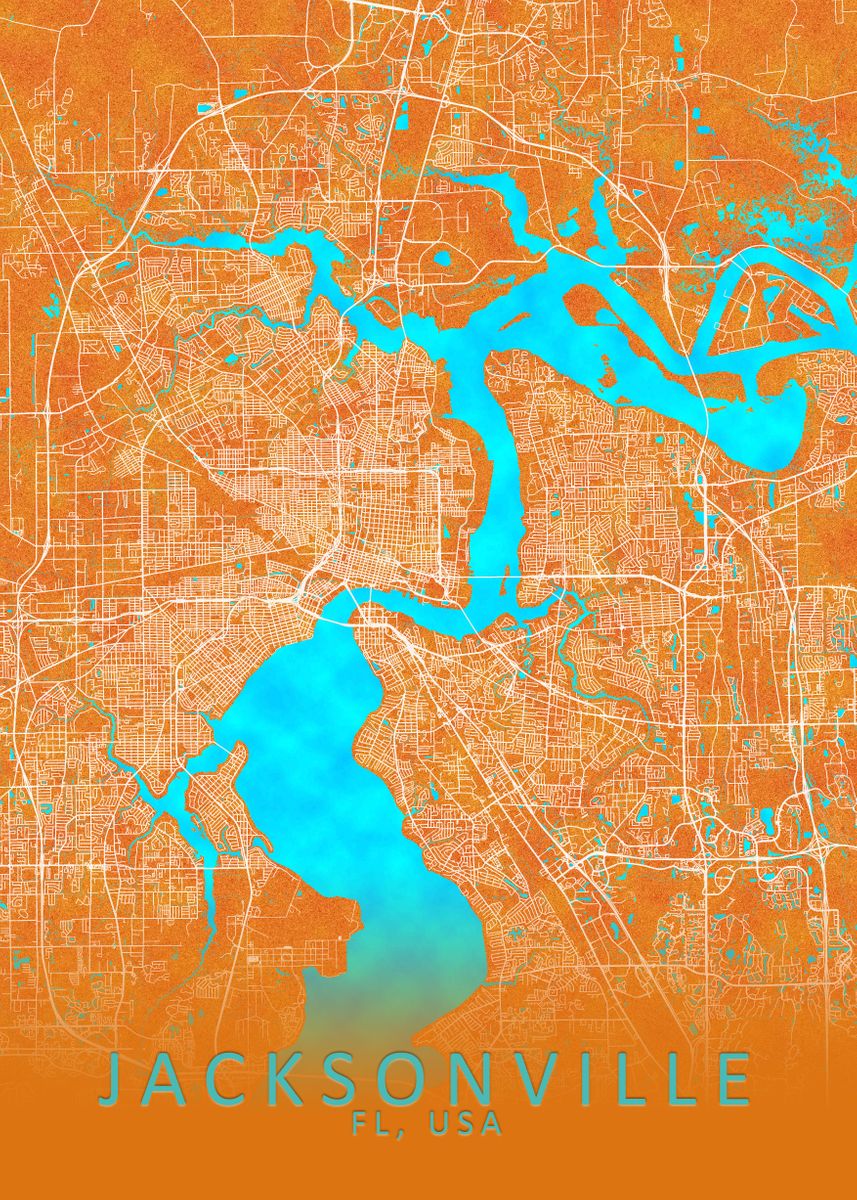 'Jacksonville USA City M' Poster, picture, metal print, paint by City ...