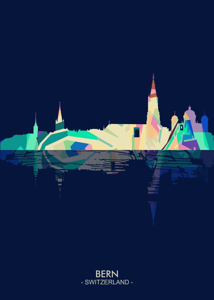 'Bern Skyline Light' Poster, picture, metal print, paint by Ziartz ...