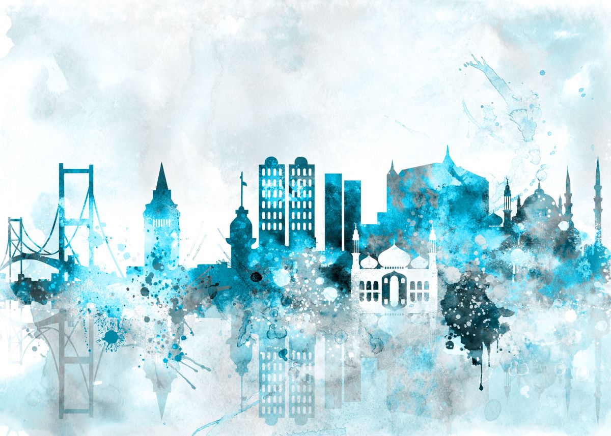 'Istanbul Turkey Skyline' Poster by Dim | Displate