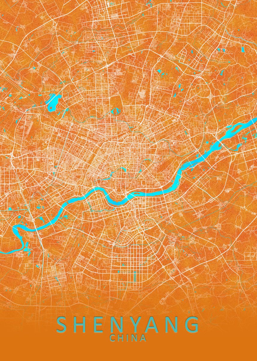 'Shenyang China City Map' Poster, picture, metal print, paint by City ...