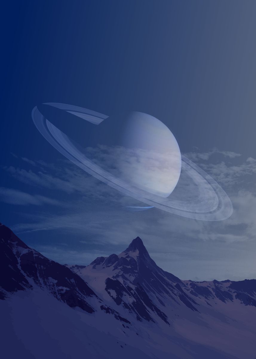 'Saturn seen from Ice World' Poster, picture, metal print, paint by ...