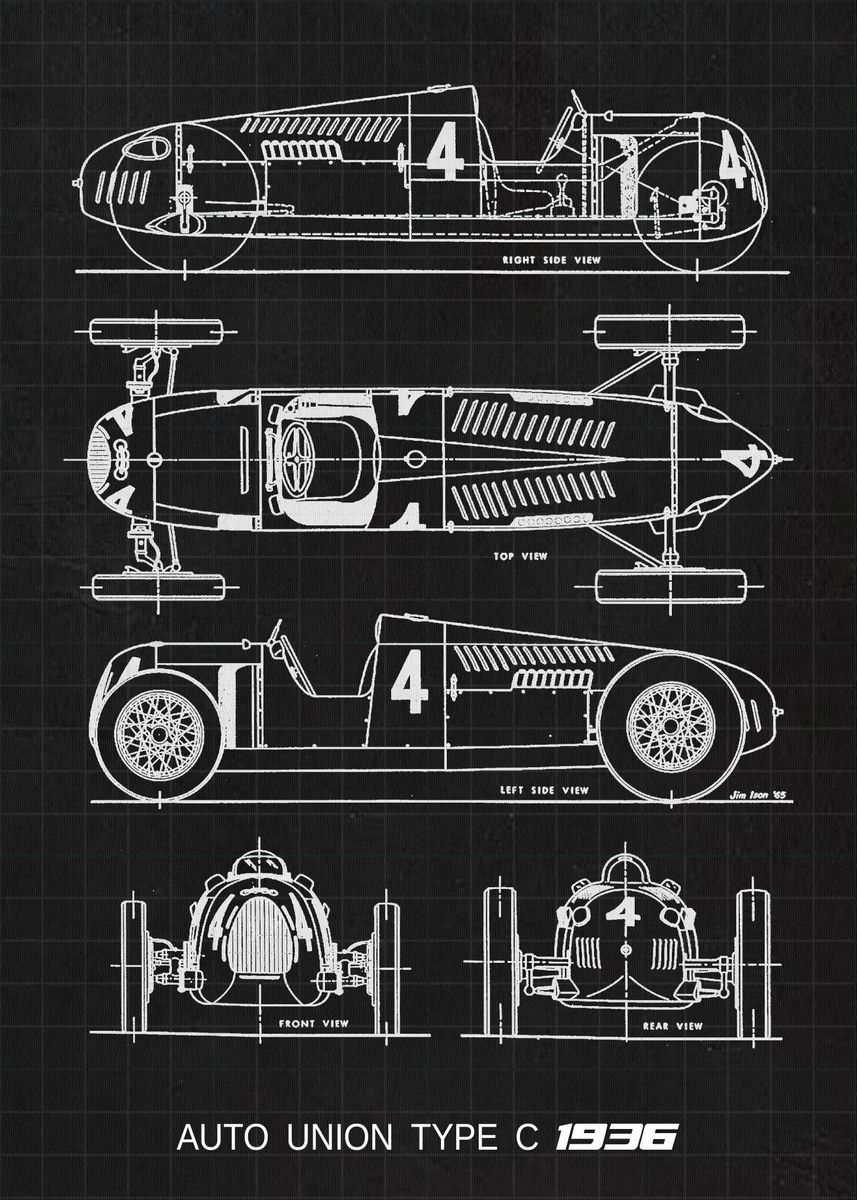'Auto Union Type C 1936' Poster, picture, metal print, paint by DAVID ...