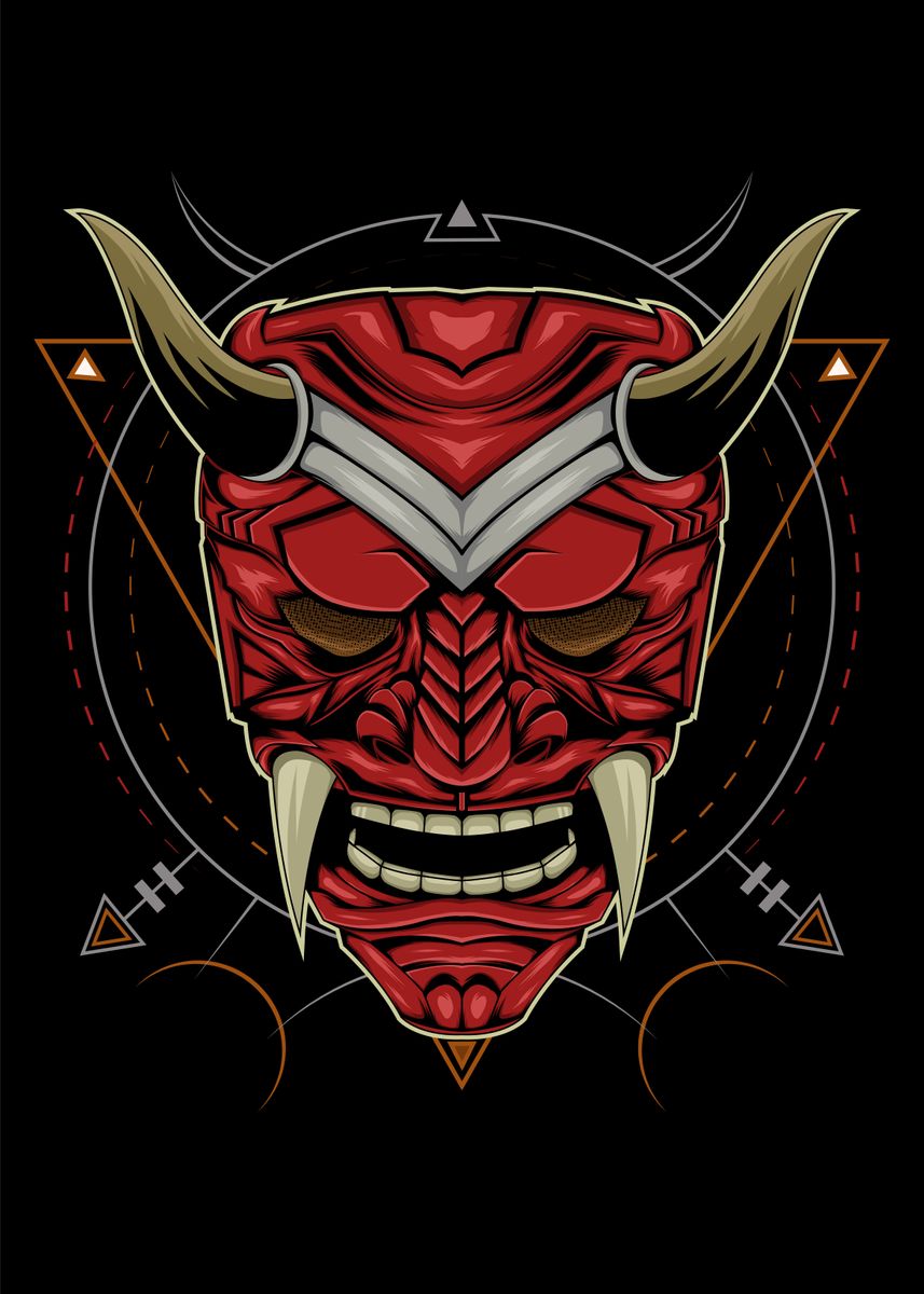 'japanese mask vector' Poster by Agora std | Displate