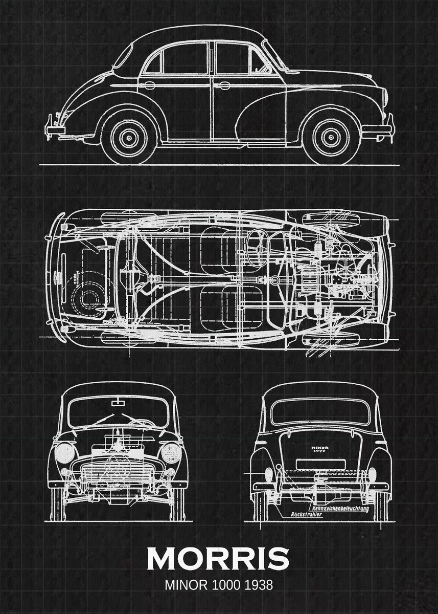 'Morris Minor 1000 1938' Poster, picture, metal print, paint by DAVID ...
