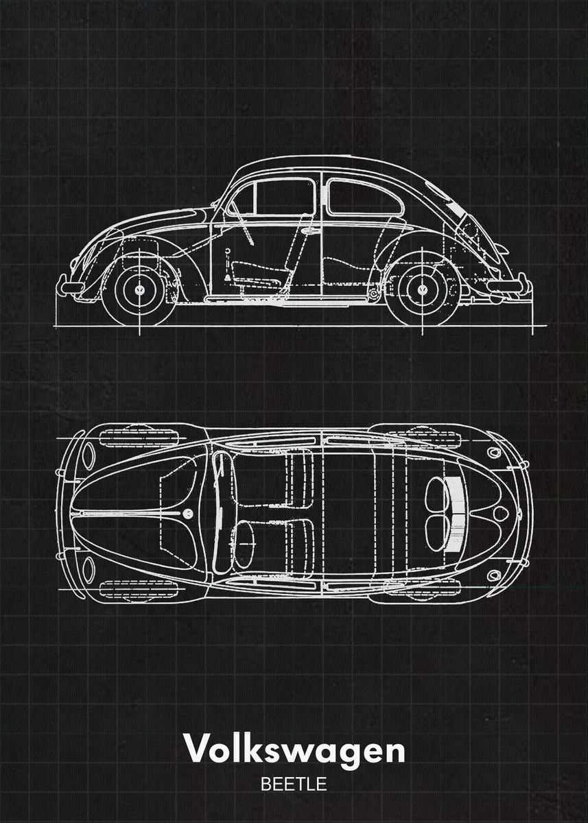 'Volkswagen Beetle' Poster, picture, metal print, paint by DAVID CARL ...