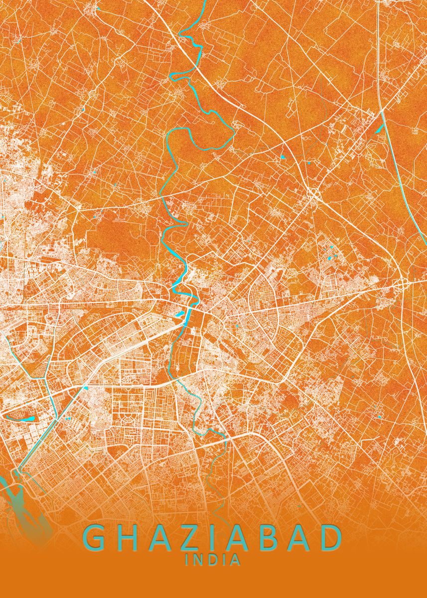 'Ghaziabad India City Map' Poster, picture, metal print, paint by City ...