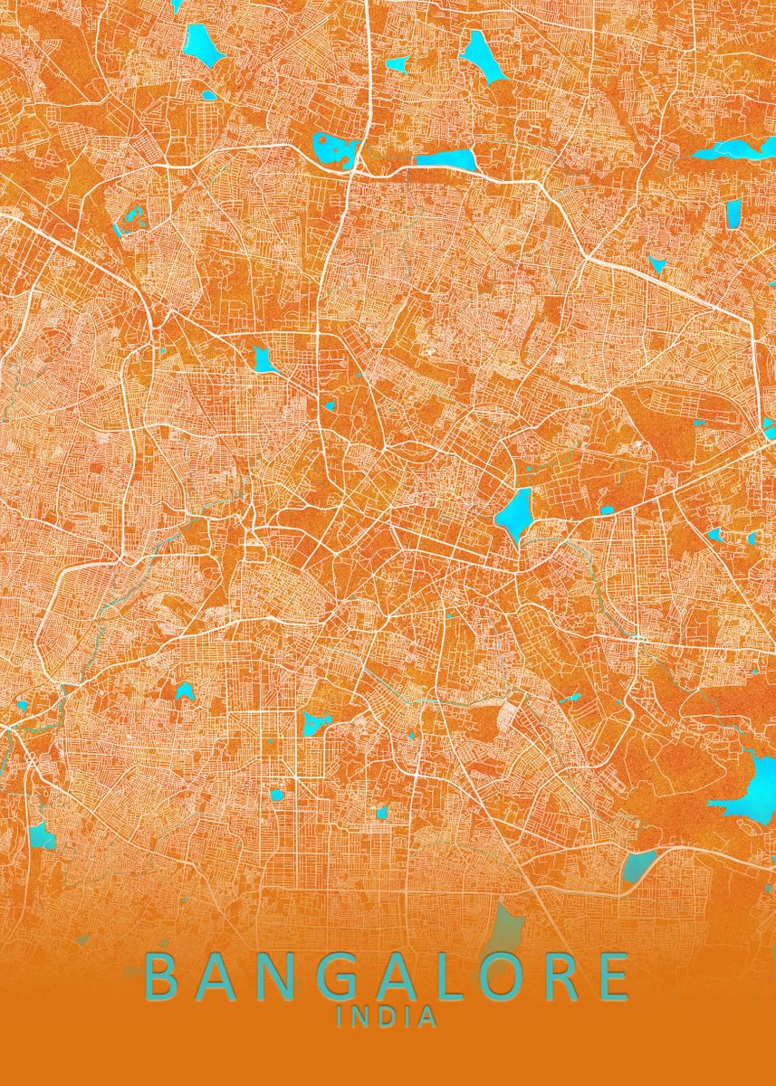 'Bangalore India City Map' Poster, picture, metal print, paint by City ...