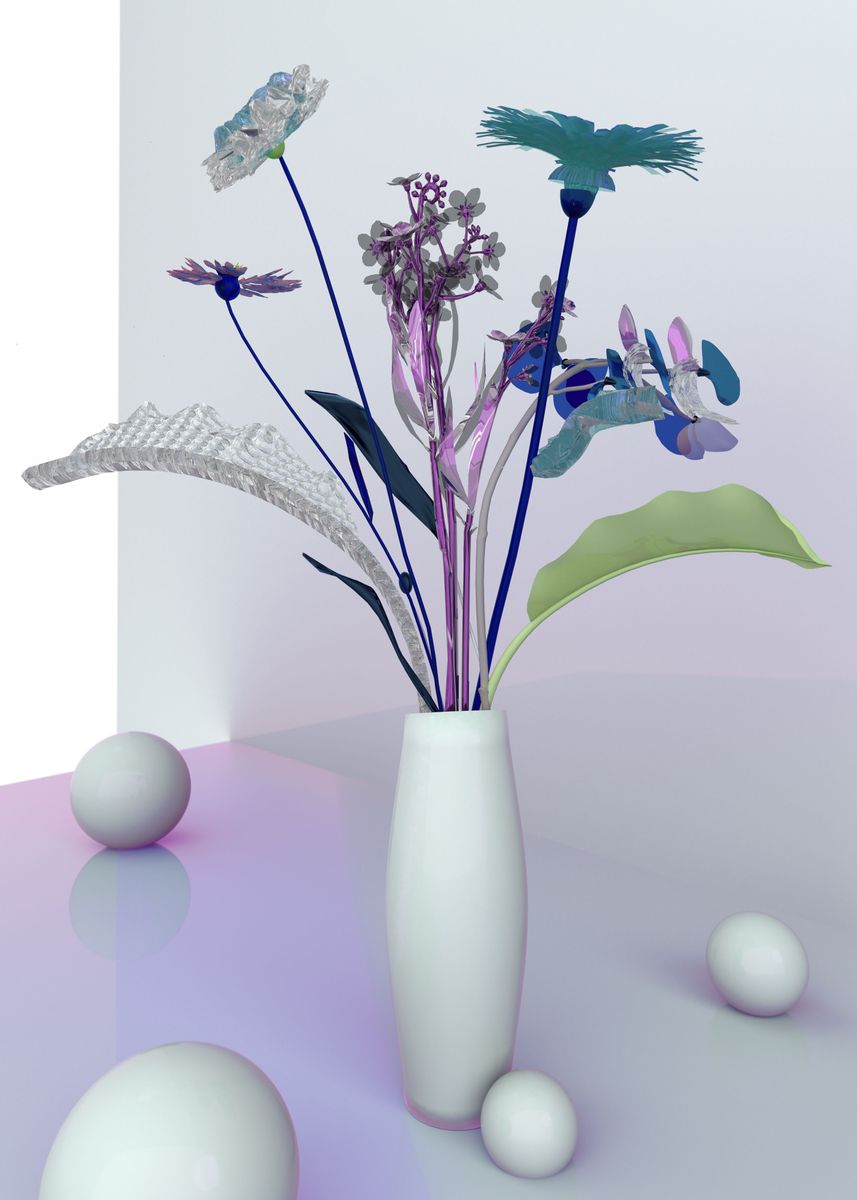 ' futuristic still life pla' Poster, picture, metal print, paint by ...