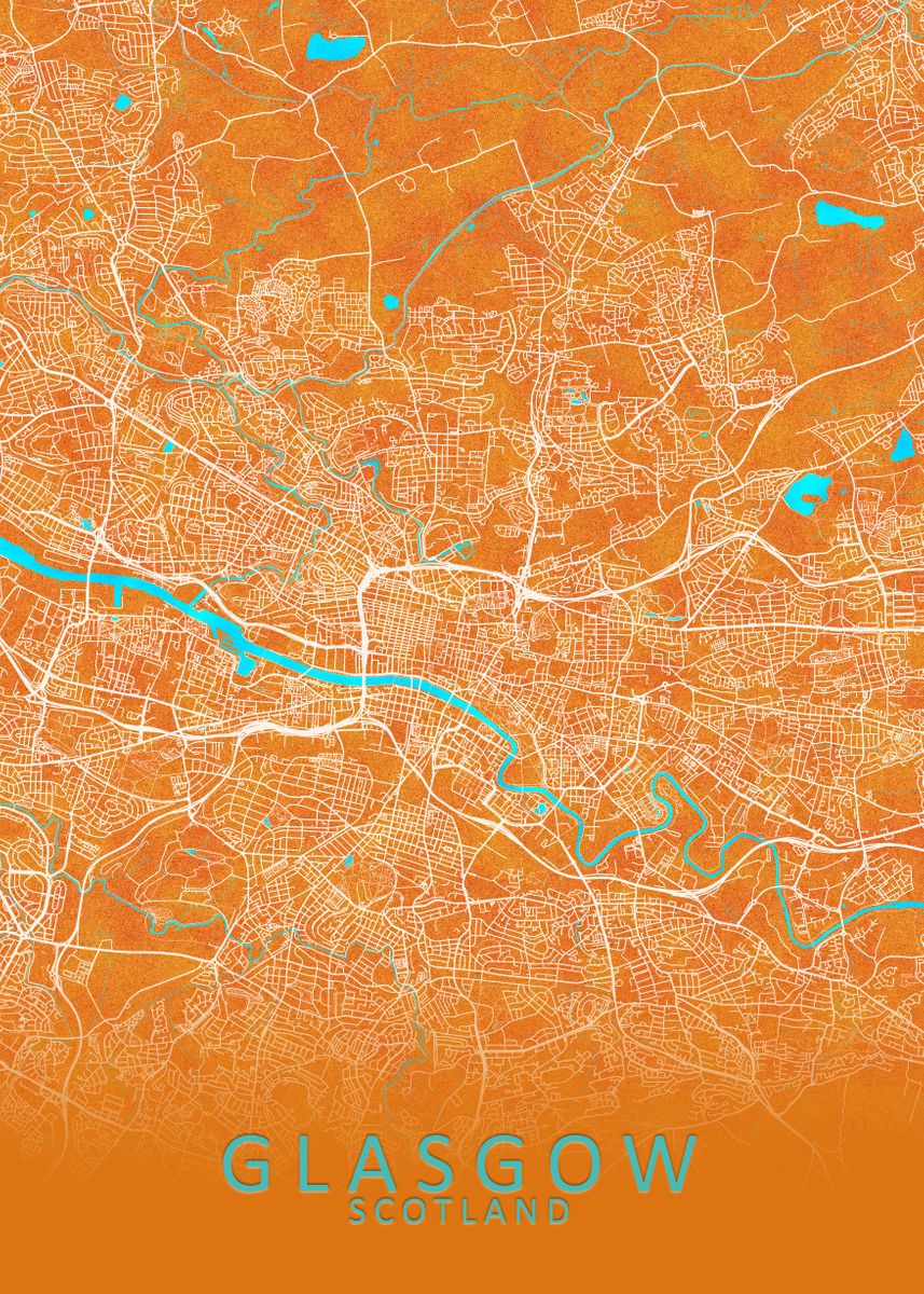 'Glasgow Scotland City Map' Poster, picture, metal print, paint by City ...