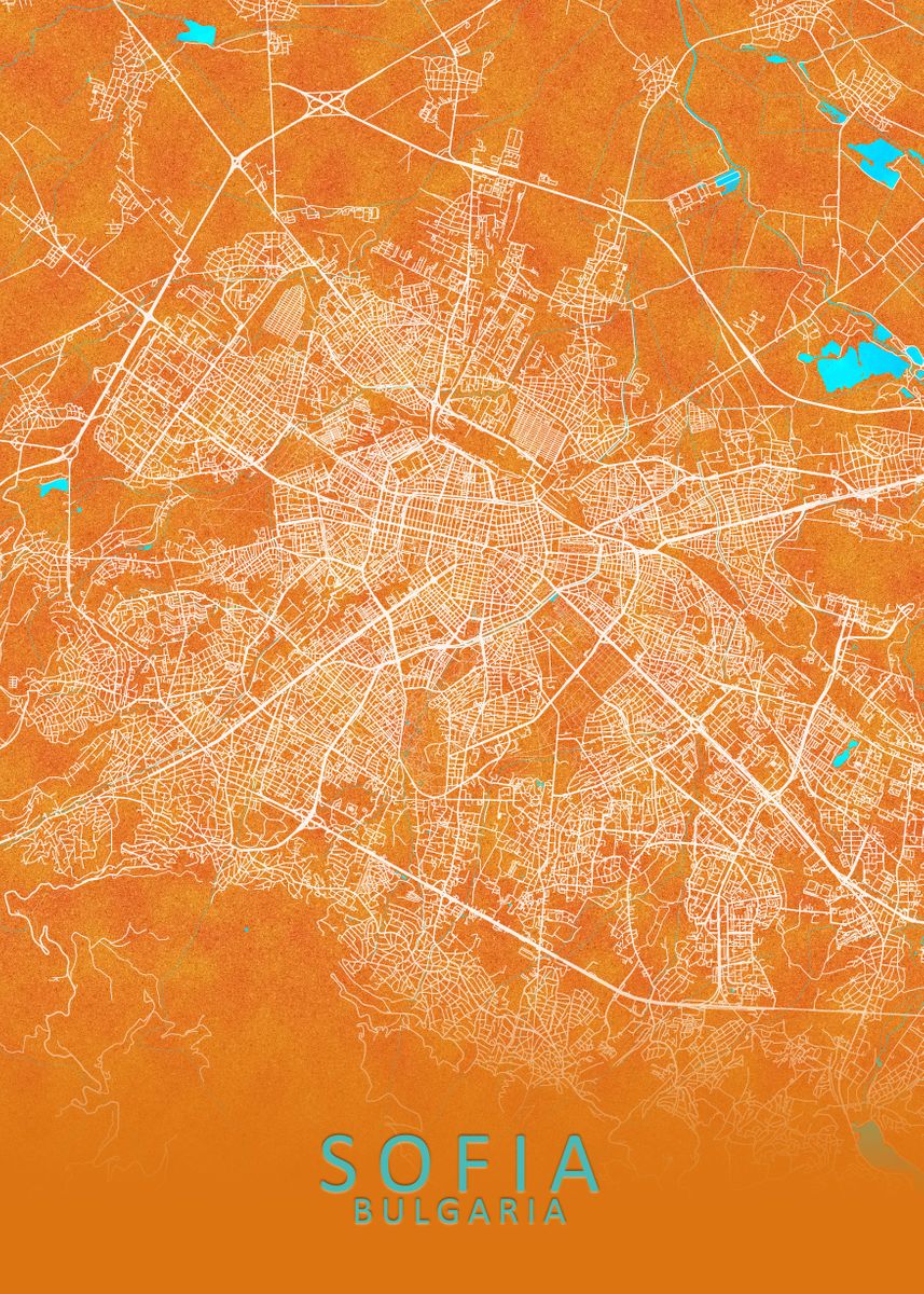 'Sofia Bulgaria City Map' Poster, picture, metal print, paint by City ...
