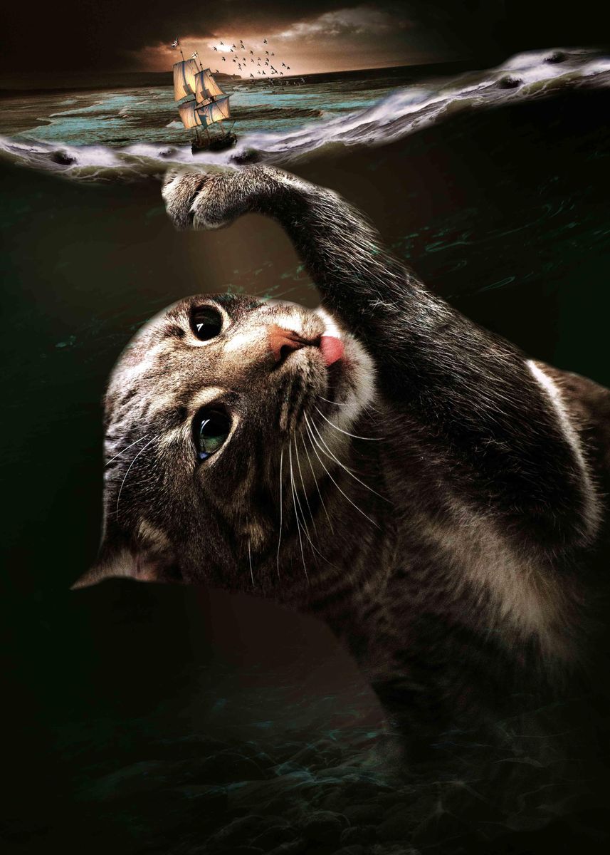'Cat Kraken Krakitten' Poster, picture, metal print, paint by Random ...