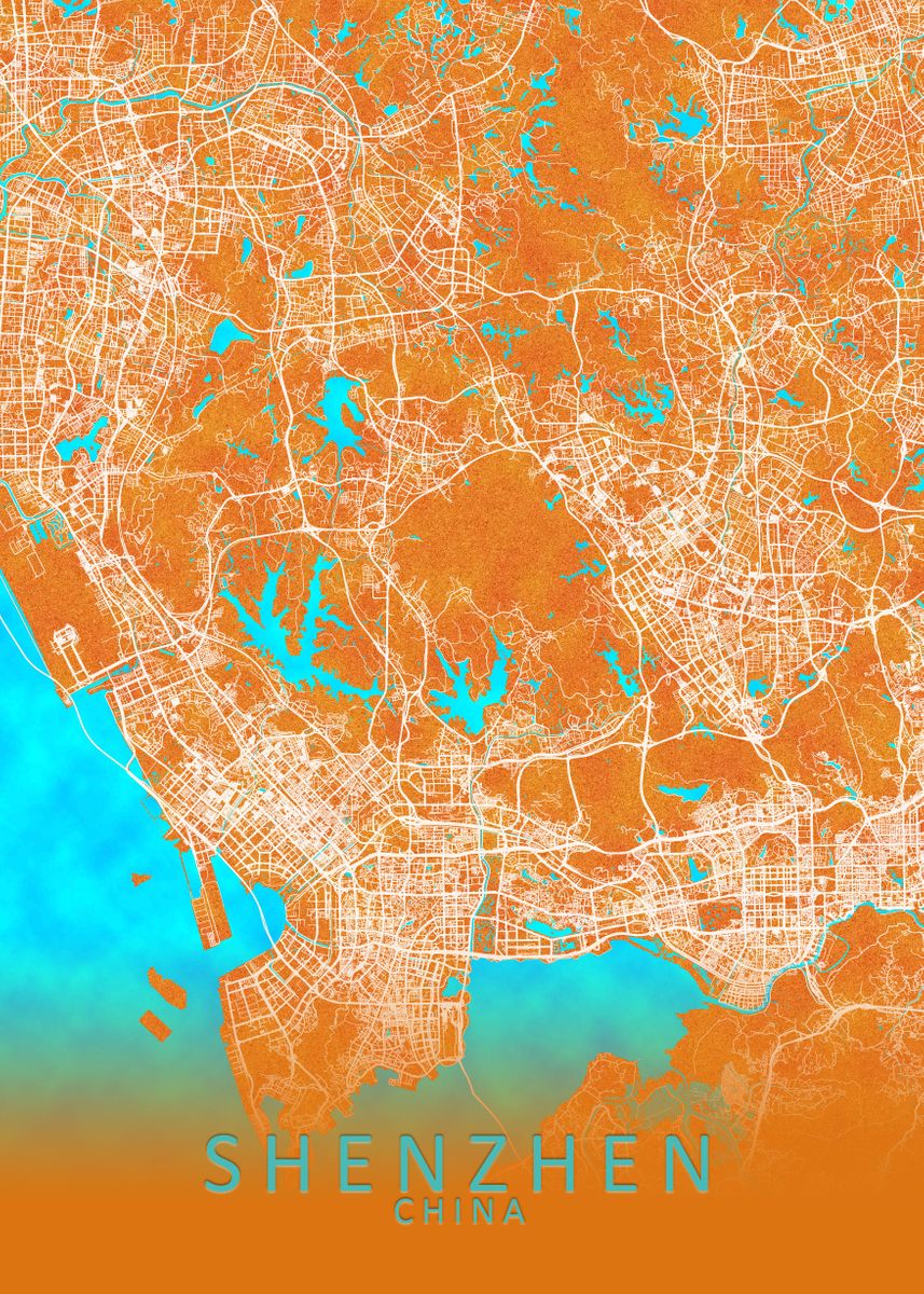 'Shenzhen China City Map ' Poster by City Map Art Prints | Displate