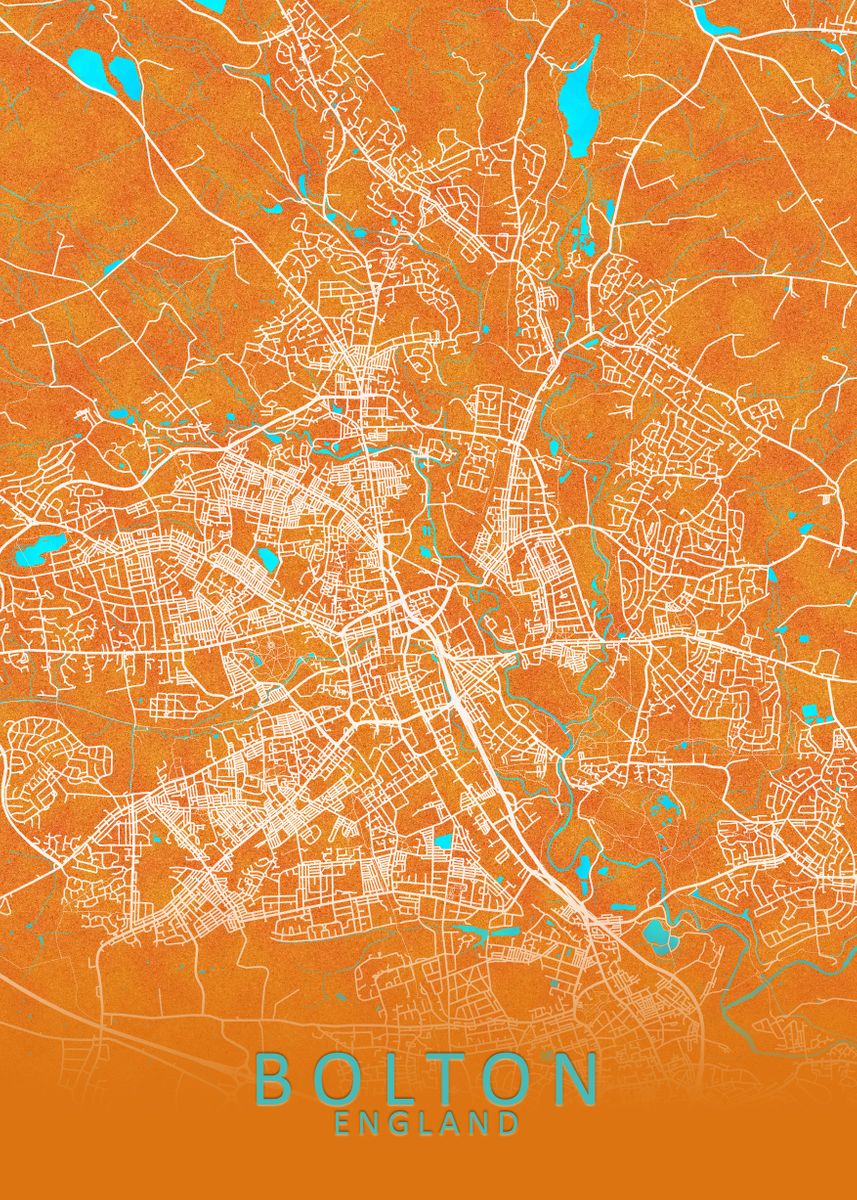'Bolton England City Map ' Poster, picture, metal print, paint by City ...
